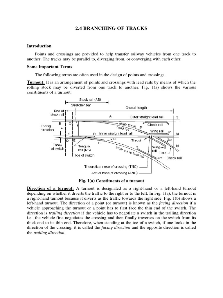 2.4 Branching of Tracks | PDF | Rail Transport | Transport Infrastructure