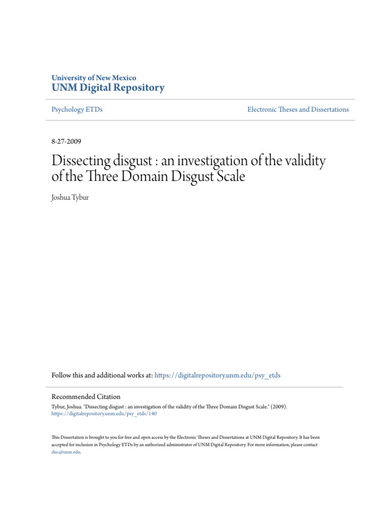 Dissecting Disgust - An Investigation of The Validity of The Three ...