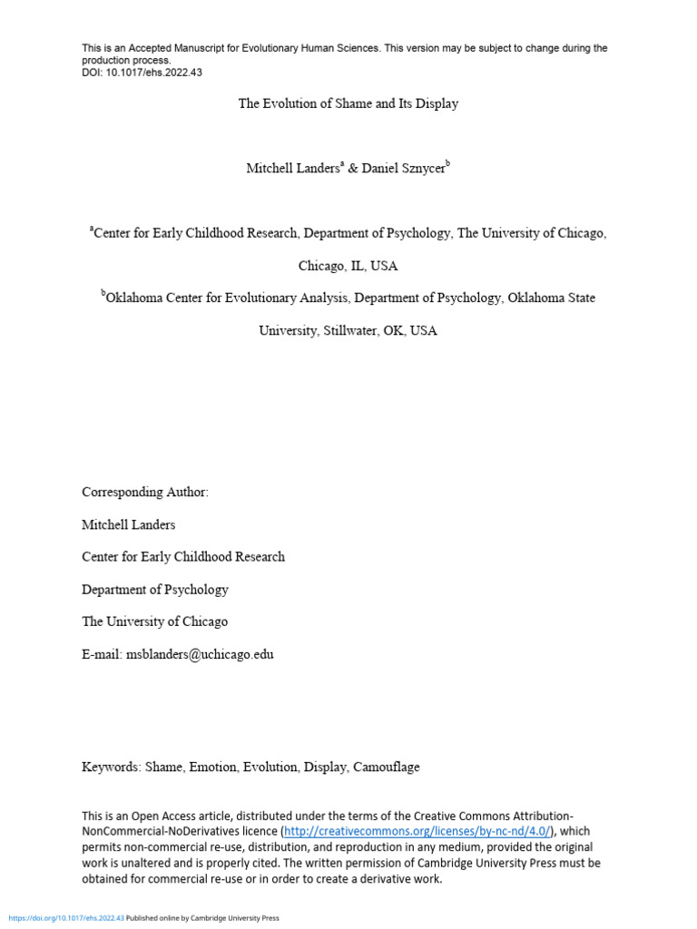 The evolution of shame and its display 25 | PDF | Shame | Emotions