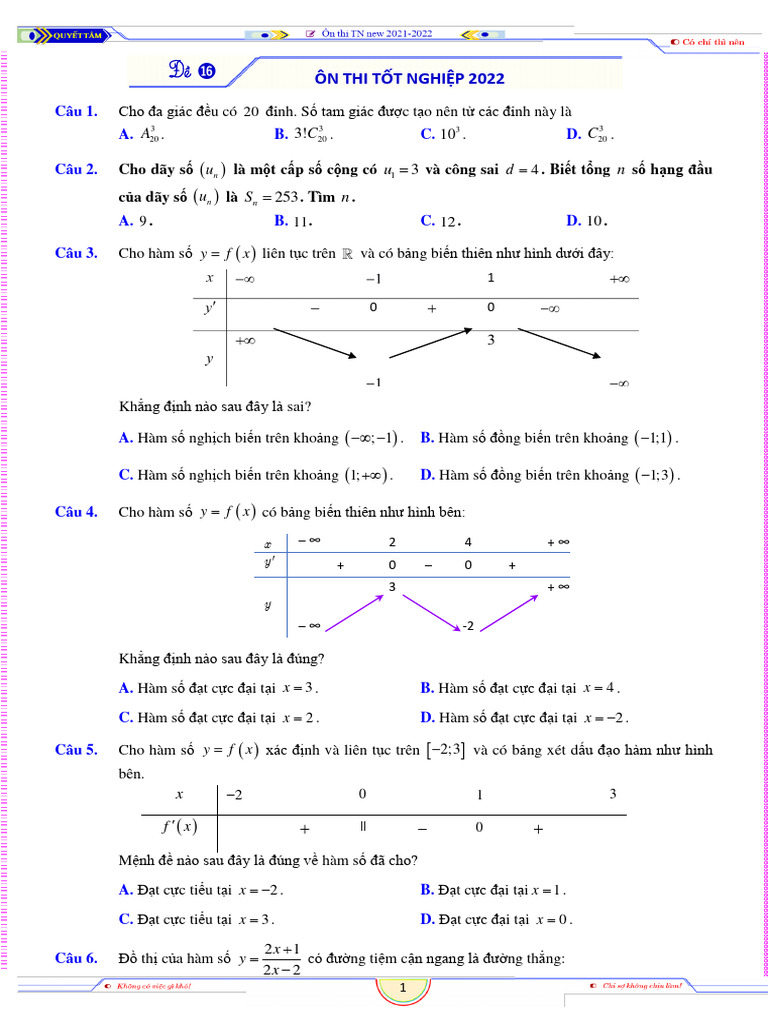 Ôn Thi Tốt Nghiệp 2022: A. C. u u d u S | PDF