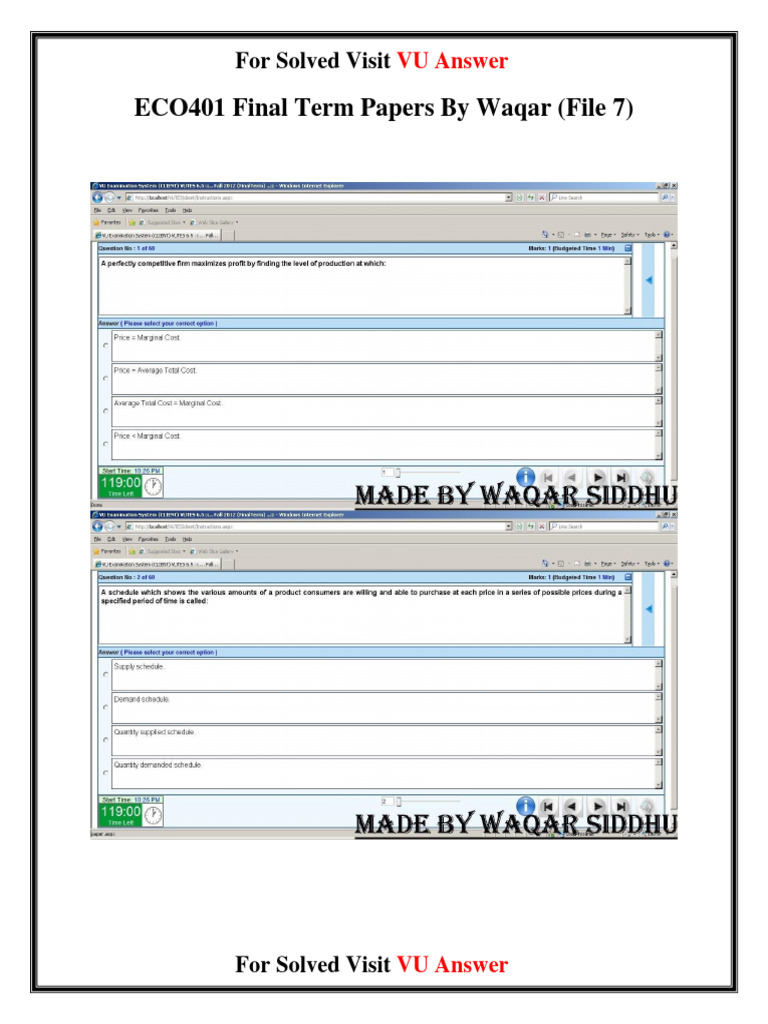 ECO401 Final Term Past Papers by Waqar File 7 | PDF