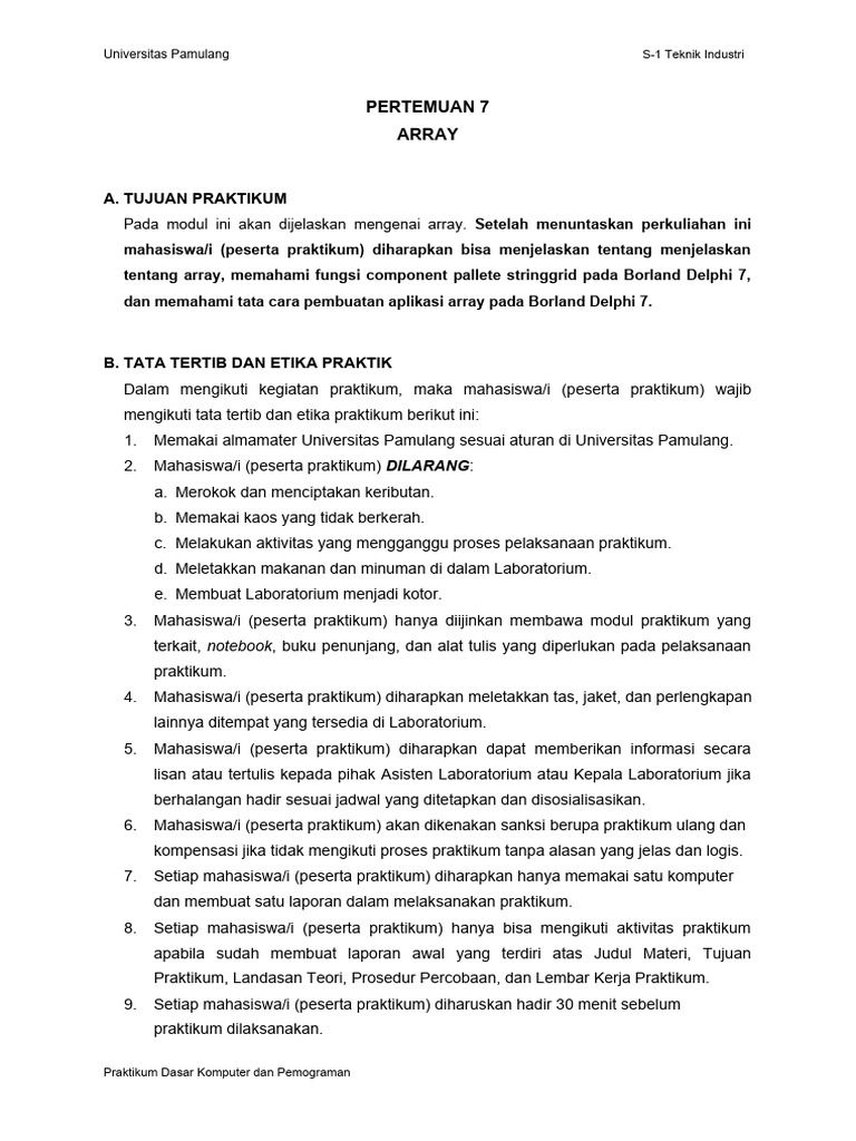 Modul Pertemuan 7 Praktikum Pemrograman | PDF | Komputer