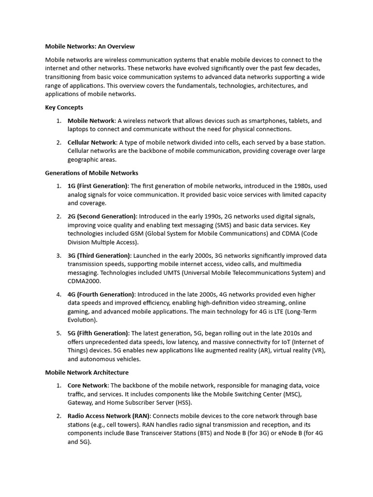 Mobile Networks Pdf Cellular Network 4 G