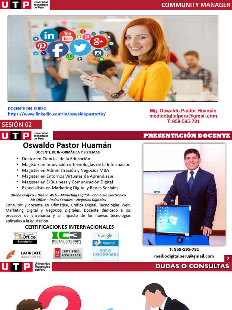 Sesión02-Community Manager 02 - 2024 | PDF | Servicio de redes sociales | Comunicación humana