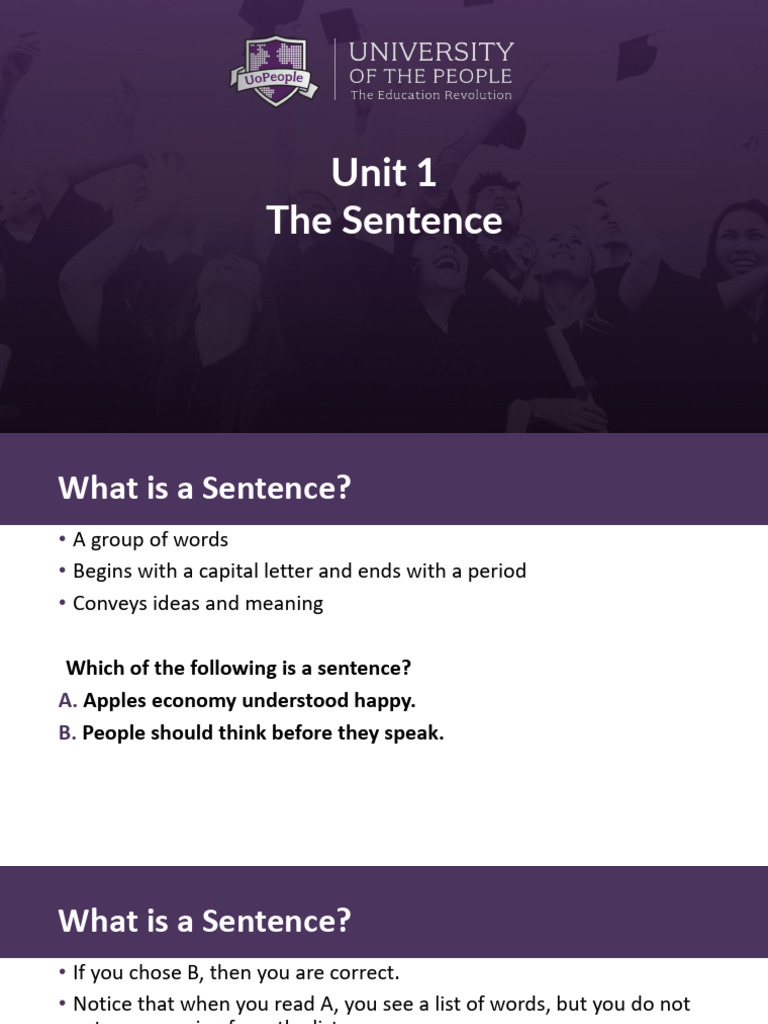 ENGL 0008 U1 Lesson The Sentence | Download Free PDF | Sentence ...