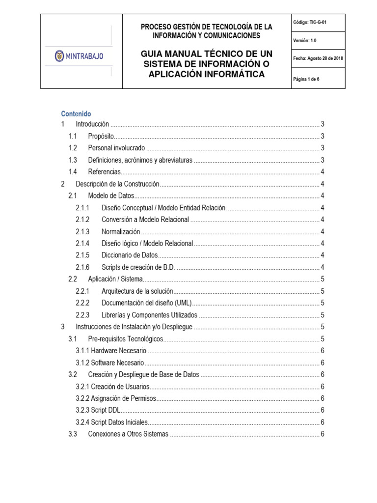 Guia Manual Tecnico de Un Sistema de Informacion o Aplicacion ...