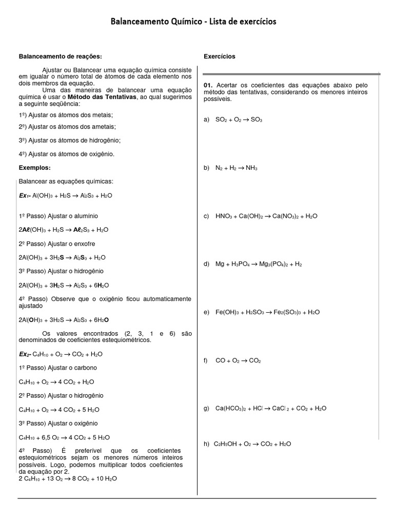 Balanceamento Quimico 2 Ano | PDF