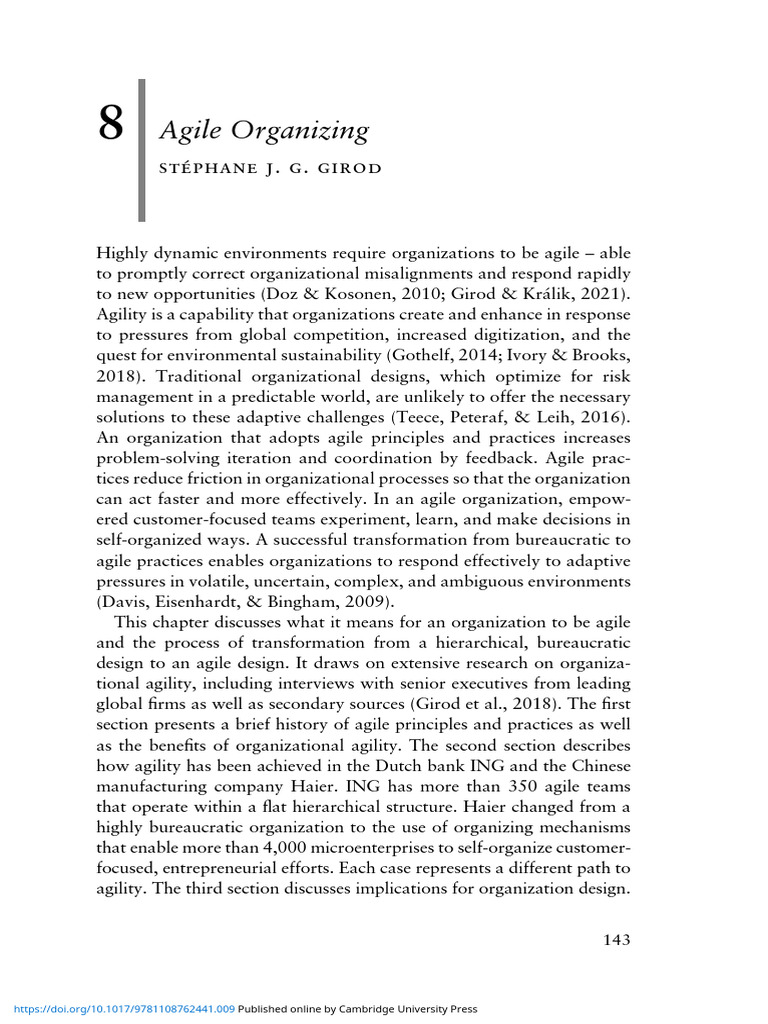 Agile Organizing. in Designing Adaptive Organizations. | PDF | Agile ...