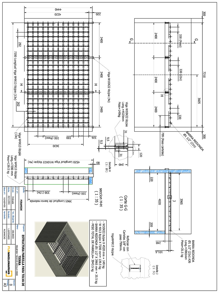 Plano de Parrilla Metálica | PDF