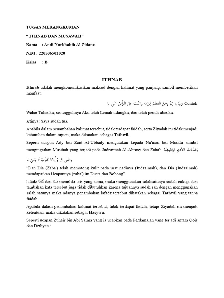 RANGKUMAN ITHNAB DAN MUSAWAH Zidan | PDF