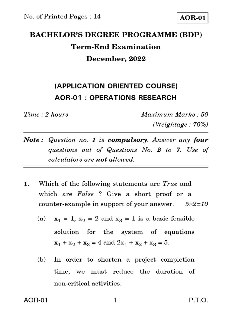 Aor 1 | PDF | Mathematical Optimization | Mathematics