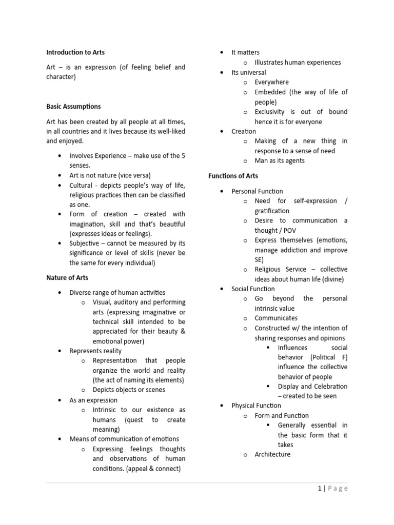 Introduction to Arts | PDF | Paintings | Shape