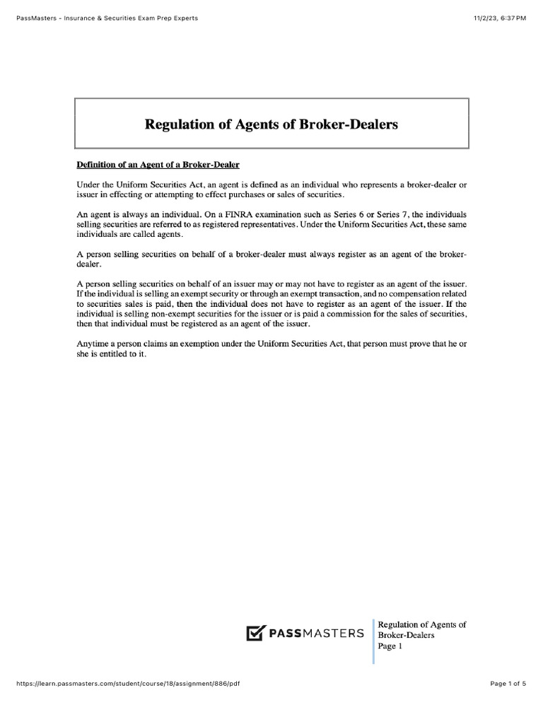 41 - Regulation of Agents of Broker-Dealers | PDF | Technology ...