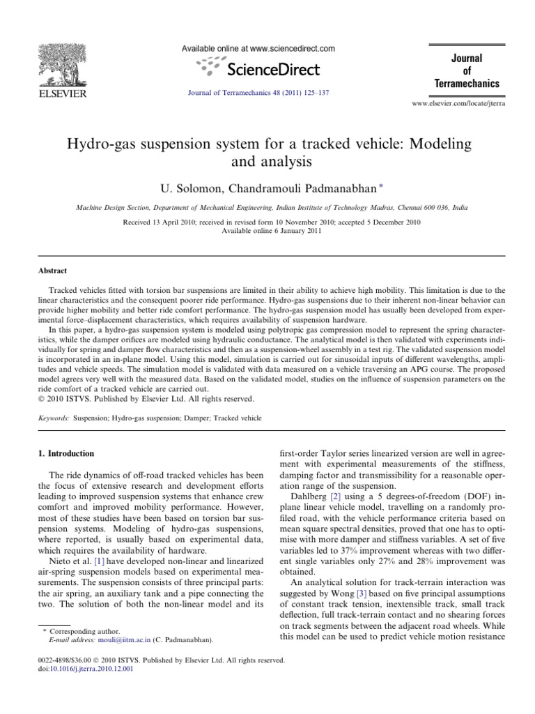 Hydro Gas Suspension System For A Tracke | PDF | Mechanical Engineering ...