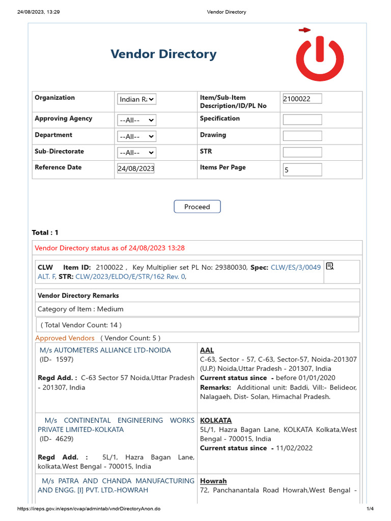 Vendor Directory Keys | Download Free PDF | Rolling Stock | Rail Transport