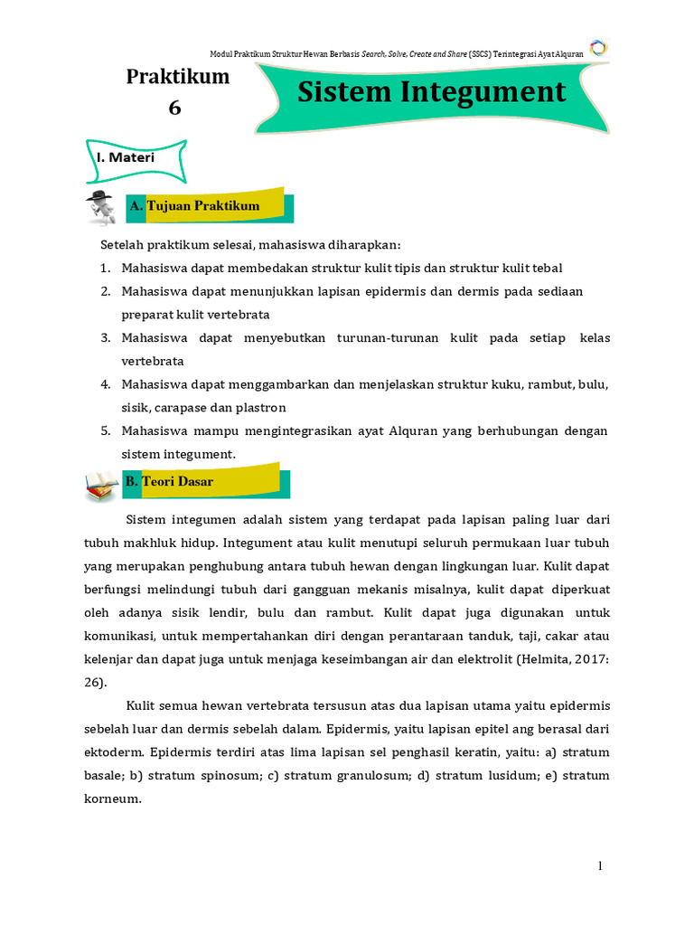 Struktur Hewan Sistem Integumen | PDF