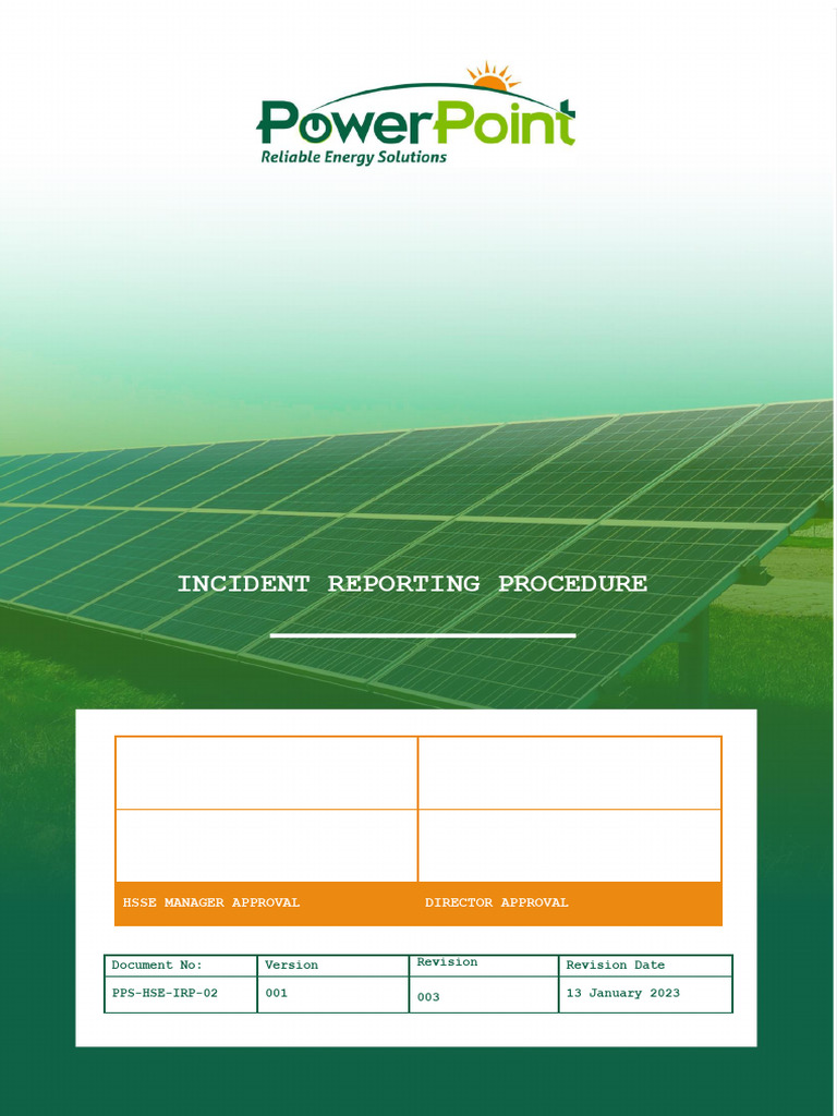 Incident Reporting Procedure | Download Free PDF | Occupational Safety ...