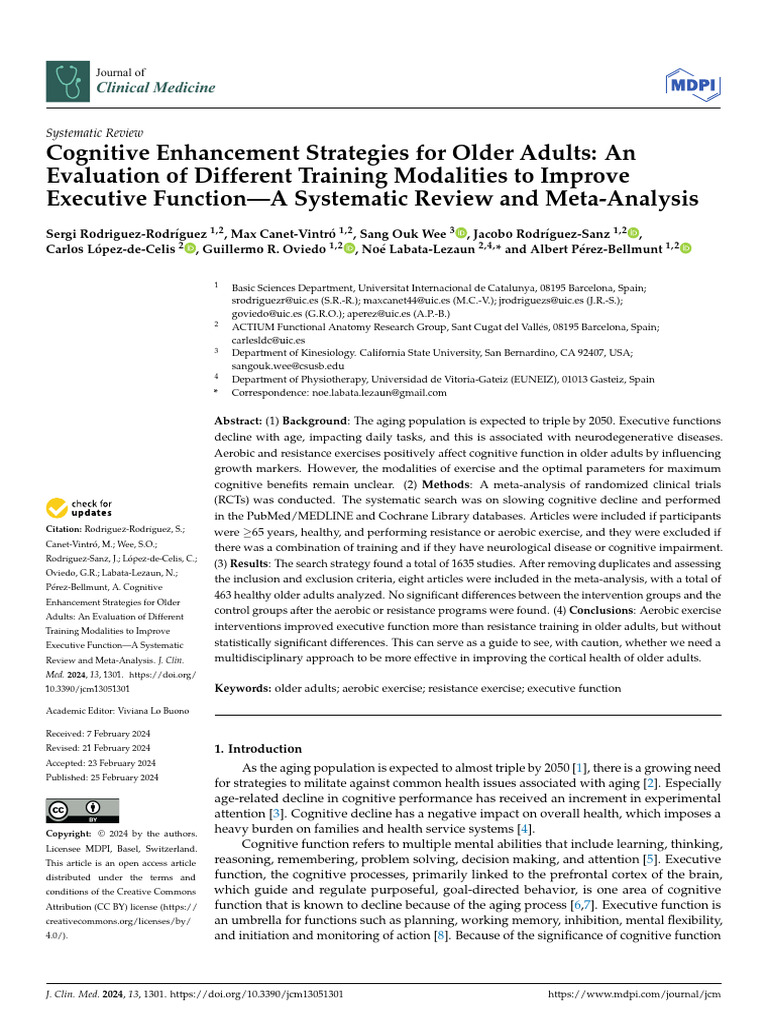 Cognitive Enhancement Strategies For Older Adults An Evaluation Of Different Training Modalities