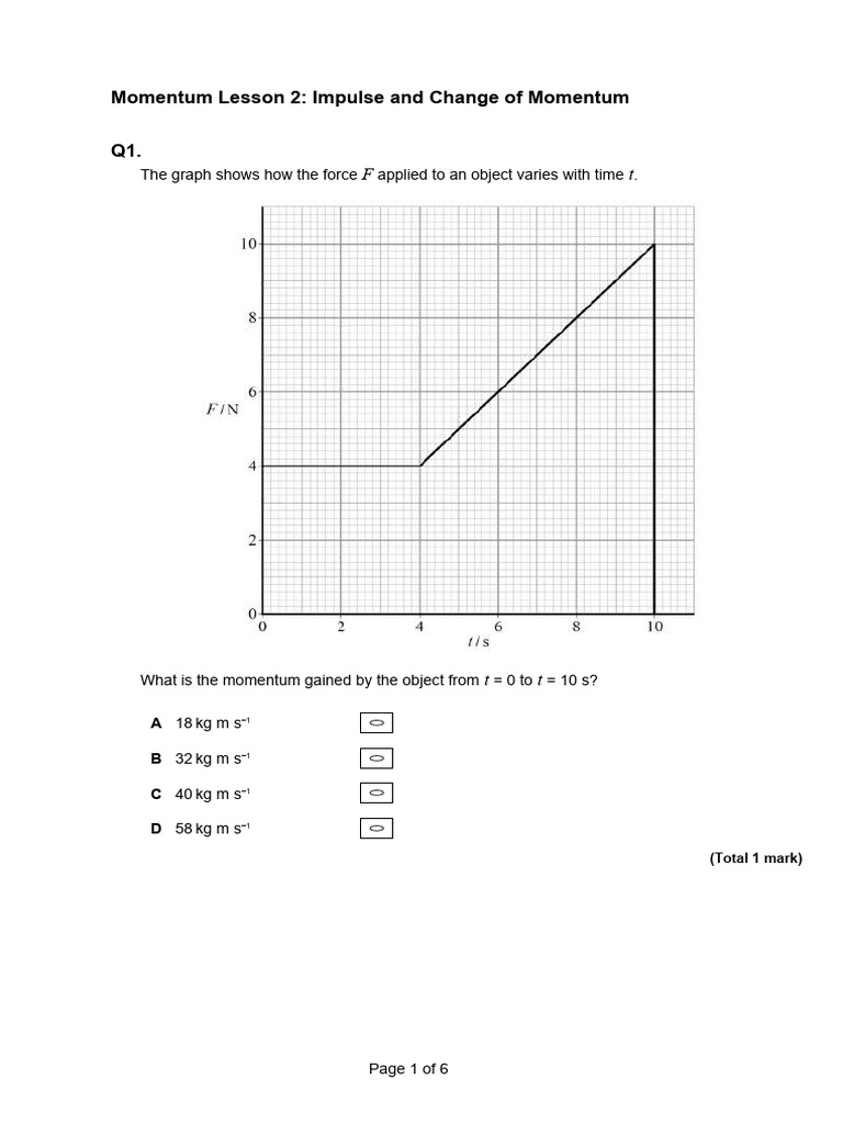 Physics Exam: Momentum & Impulse | PDF | Force | Momentum