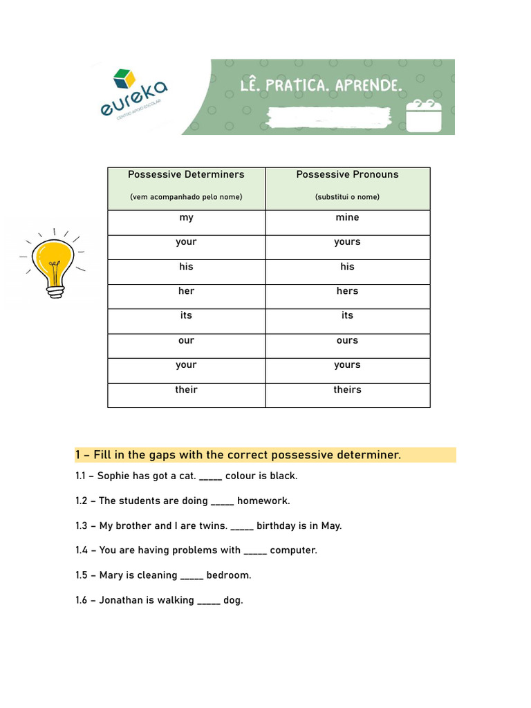 Possessive Determiners and Possessive Pronouns5 | PDF