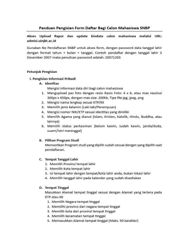 Petunjuk Upload Rapor Dan Pengisian Form Biodata 52941 | PDF