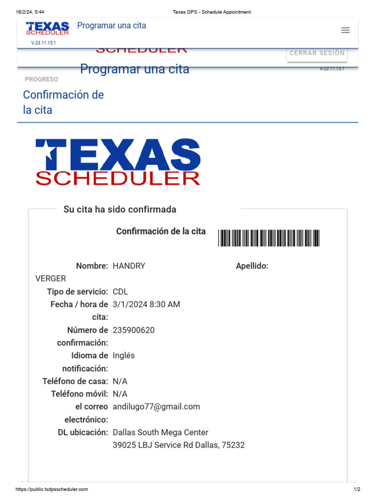 Texas DPS - Schedule Appointment HANDRY | PDF | Industrias de servicio