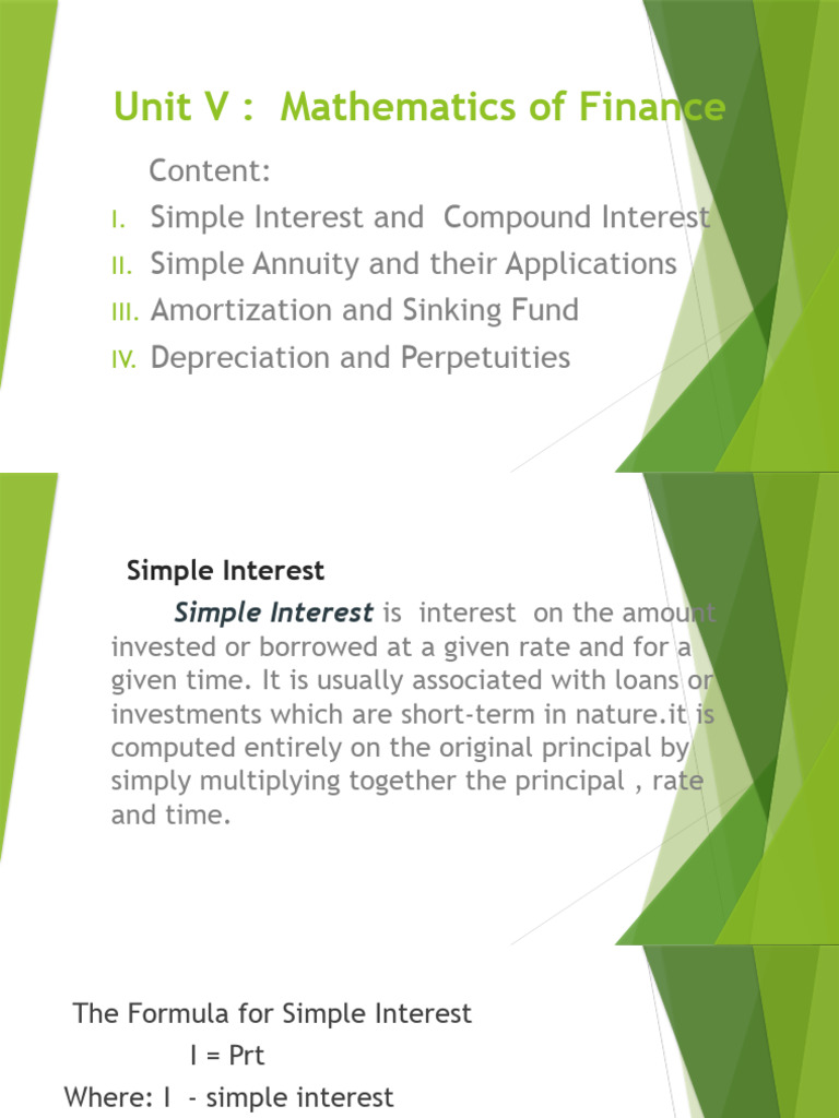 Mathematics of Finance | PDF | Interest | Present Value