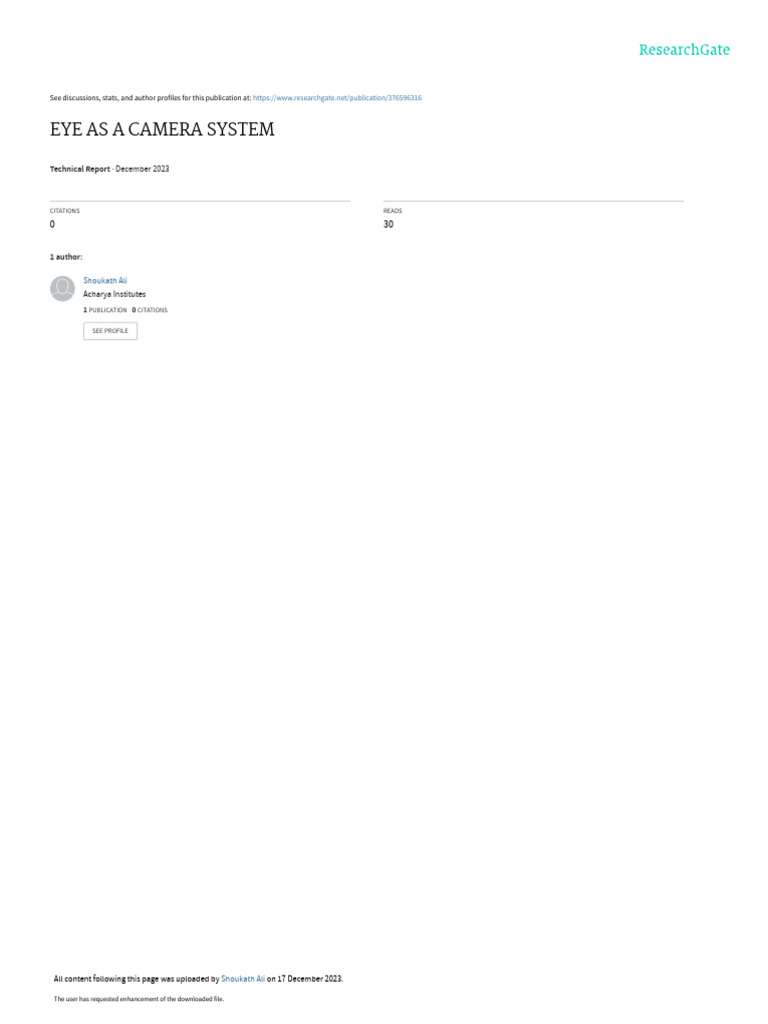 Eye As A Camera System | PDF | Eye | Camera