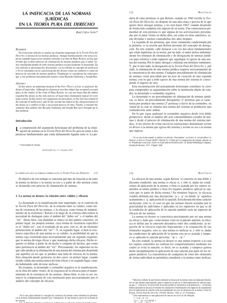 (2) La Ineficacia de Las Normas Jurdicas en La Teoría Pura Del Derecho | PDF | Comportamiento ...