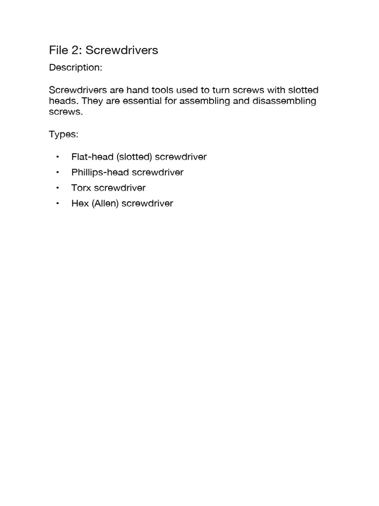 File 2: Screwdrivers | PDF