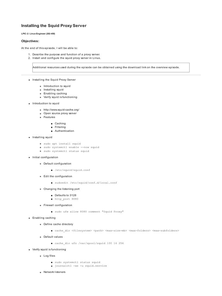Install and Configure Squid Proxy Server | PDF | Computers