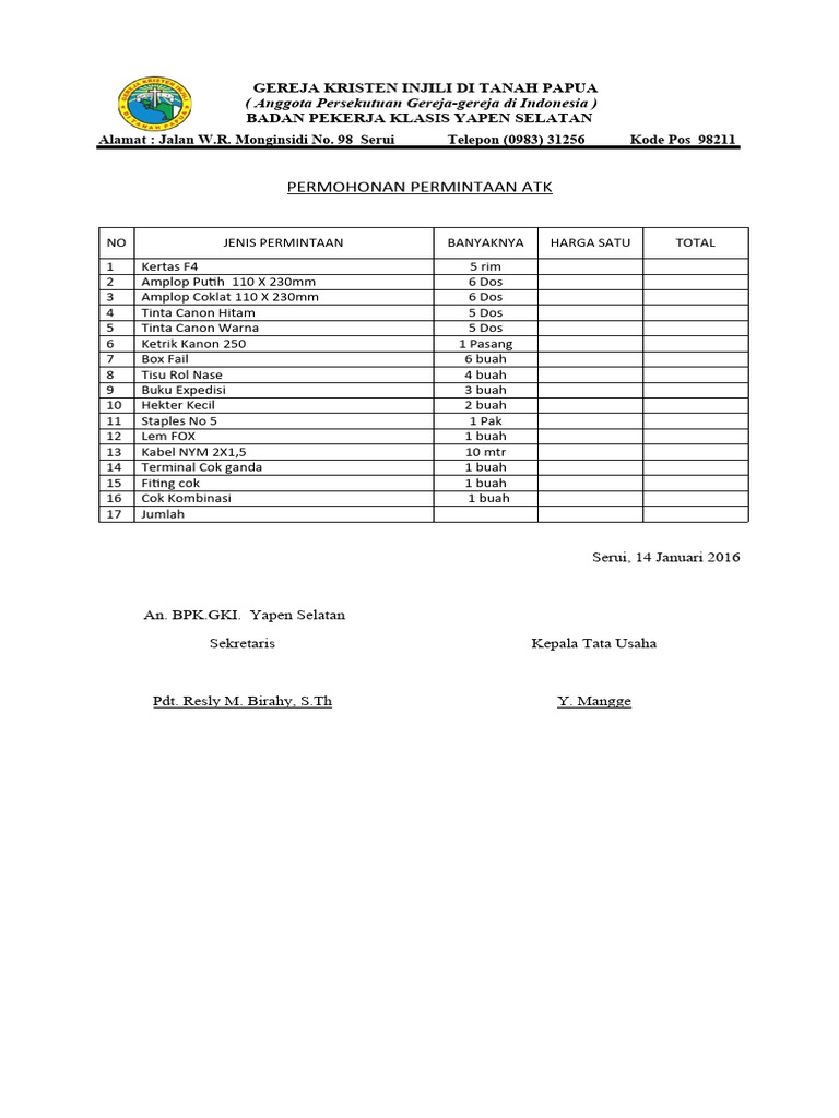 Permintaan ATK | PDF
