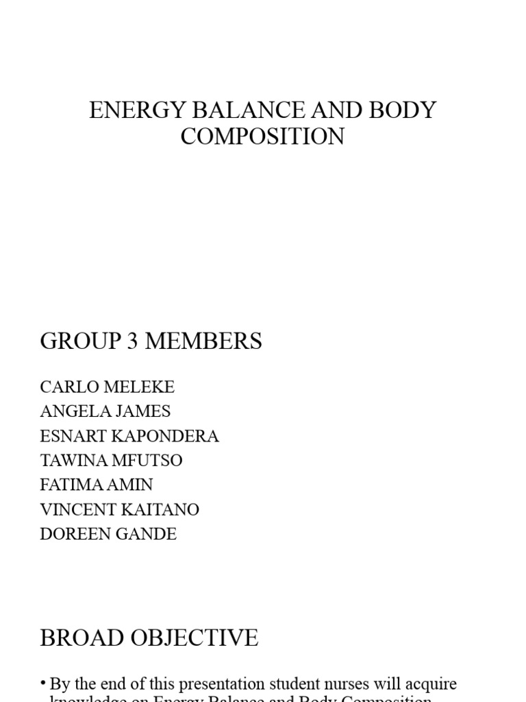 Group 3 Nutrition - Energy Balance | PDF | Nutrition | Diet & Nutrition