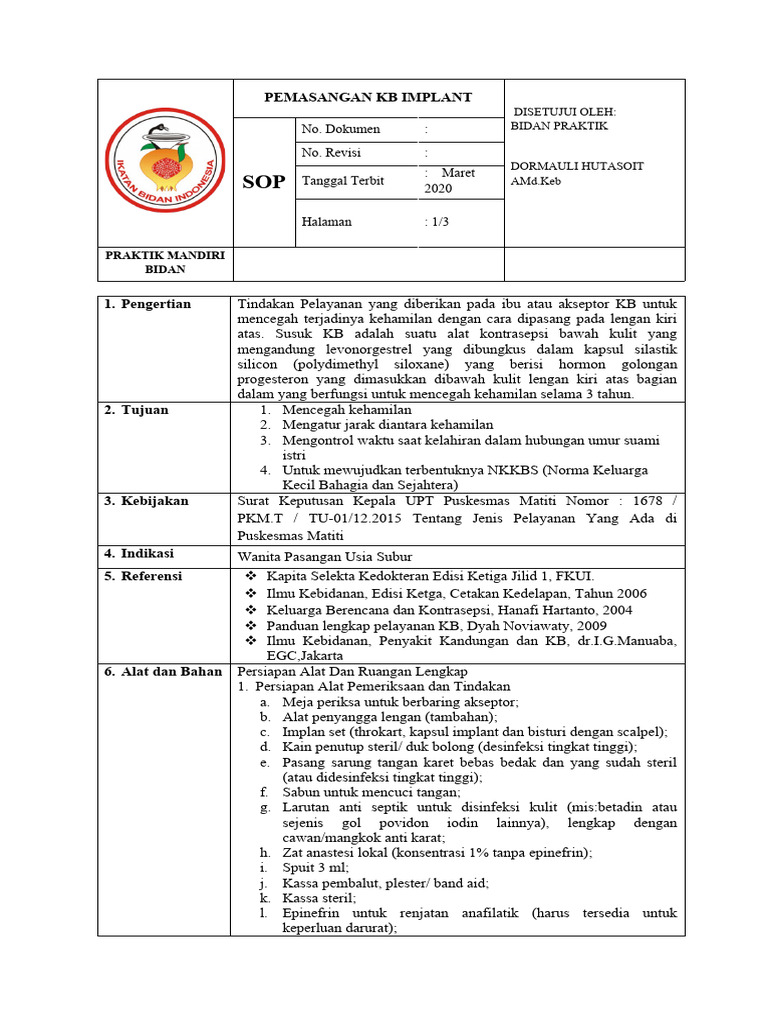 Sop KB Praktik | PDF | Kesehatan Holistik | Sains & Matematika
