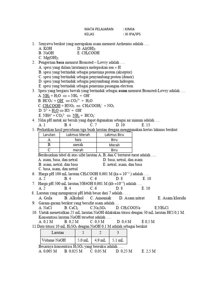 Kimia Kelas Xi Ipa Dan Ips | PDF