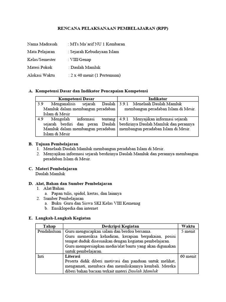 RPP SKI Kelas 8 Part 2 Nisrin | PDF