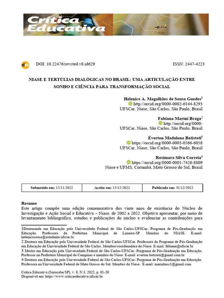 Niase e Tertúlias Dialógicas No Brasil | PDF | Aprendizado | Pedagogia