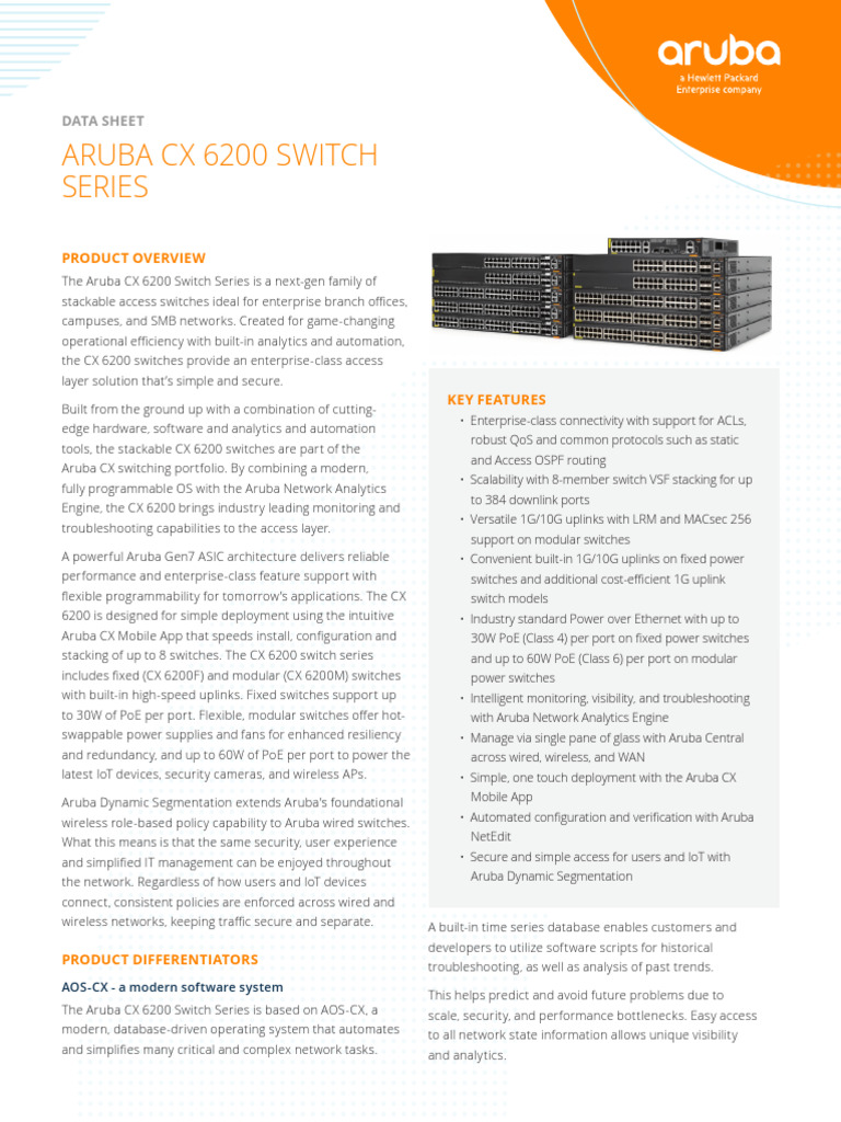 DataSheet Aruba 6200series | PDF | Ip Address | I Pv6