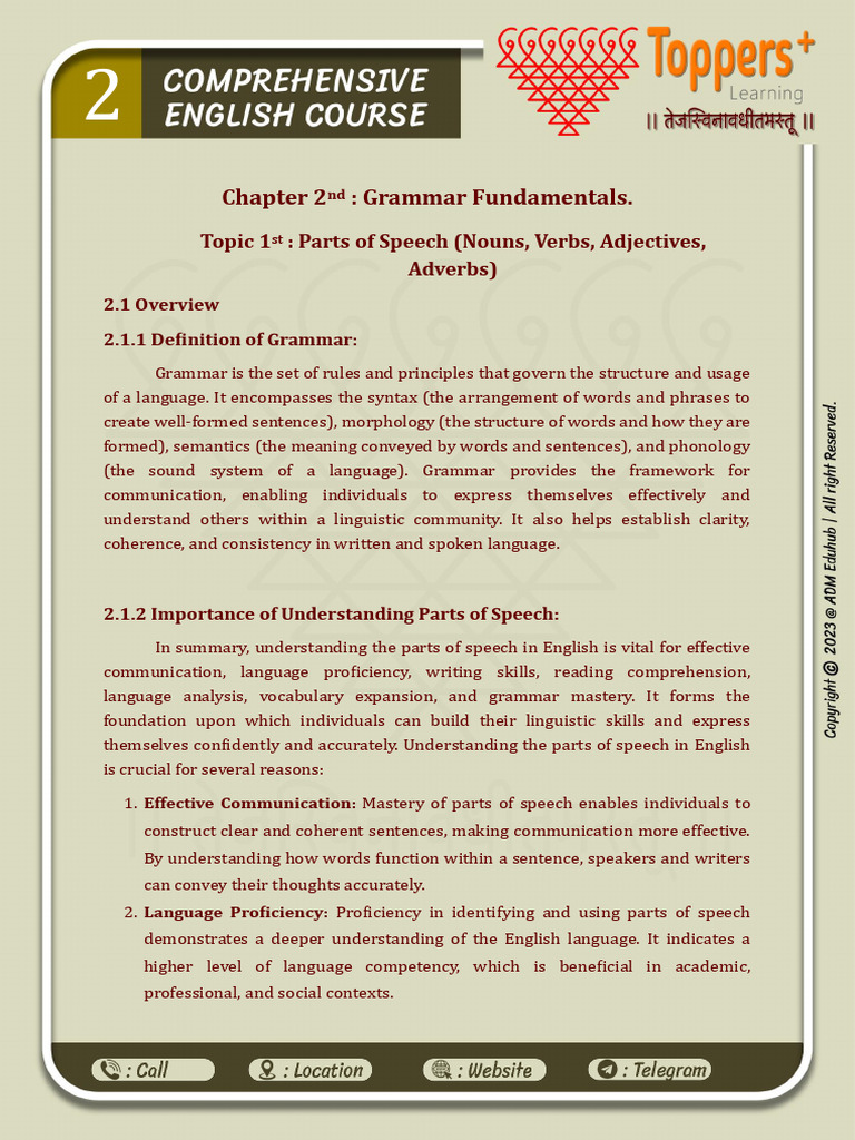 Topic 2 Pdf Part Of Speech Adverb