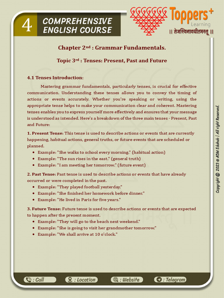Topic 4 | PDF | Grammatical Tense | Verb