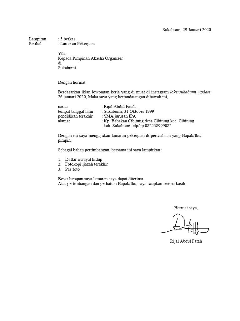 Lamaran Rijal Abdul Fatah | PDF