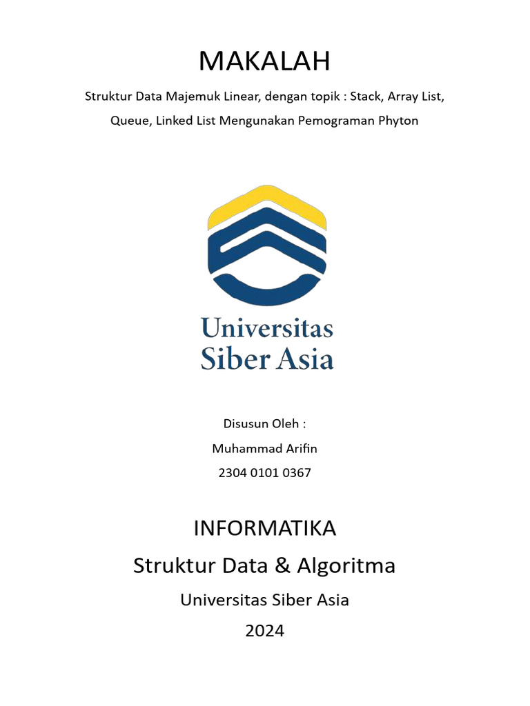 Struktur Data Majemuk Linear Mengunakan Pemograman Phyton | PDF
