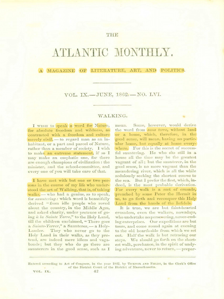 Atlantic Monthly - Walking | PDF | Poetry