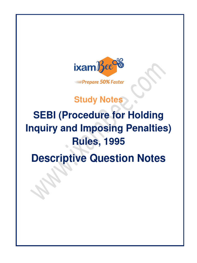 SEBI Procedure For Holding Inquiry and Imposing Penalties Rules ...
