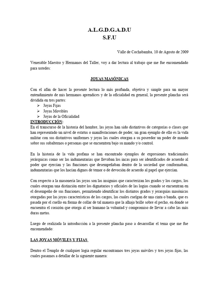 Joyas Masónicas: Significado y Tipos | PDF | Masonería