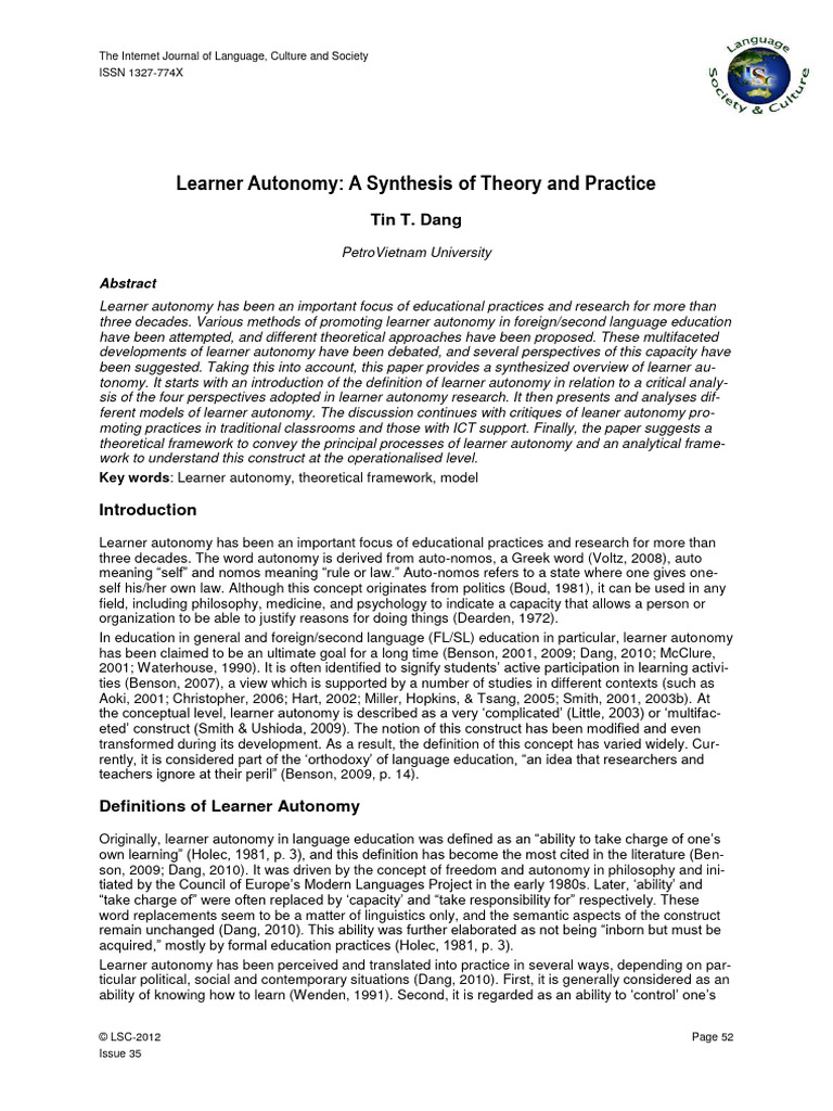 Understanding Learner Autonomy in Education | PDF | Learning ...