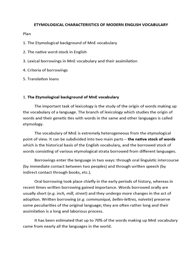 ETYMOLOGY Lecture | PDF | Word | English Language