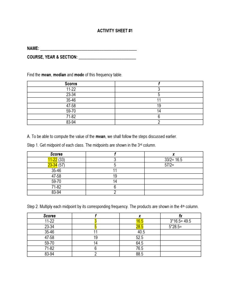 Mean, Median and Mode of Grouped Data | PDF | Mean | Mode (Statistics)