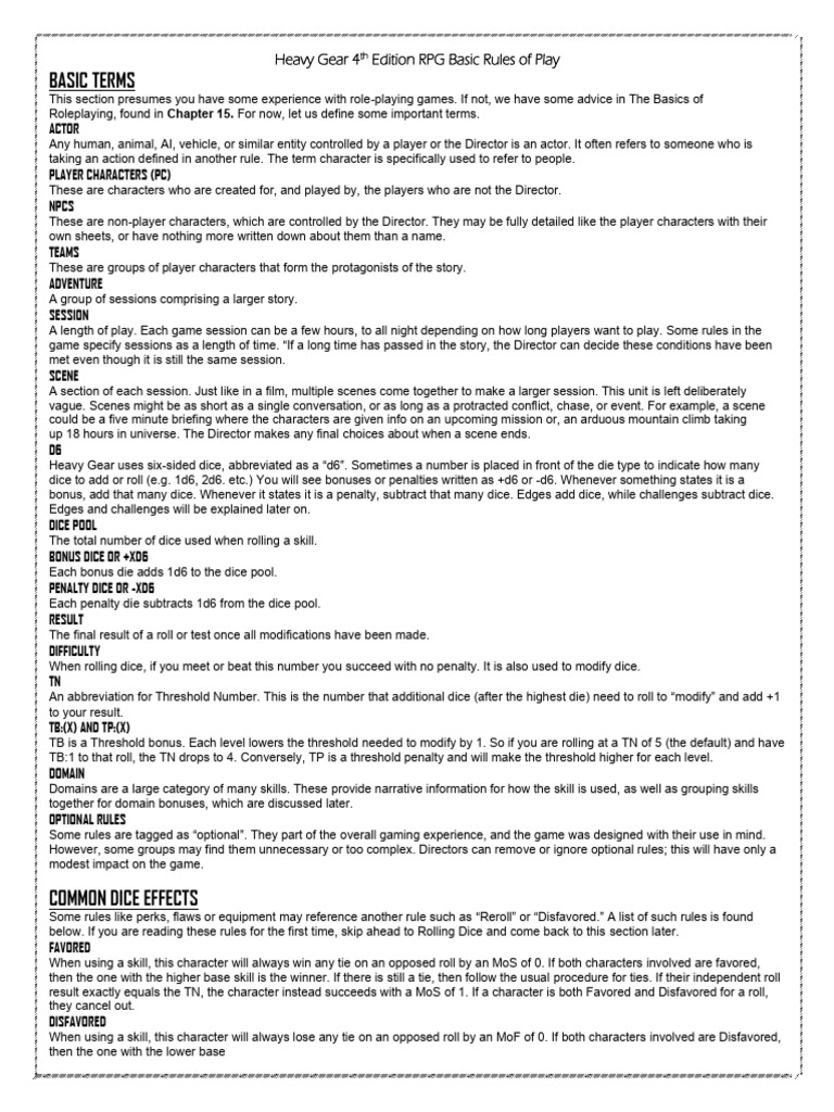 HG4 RPG Basic Rules of Play WTerms | PDF | Tabletop Games | Role ...