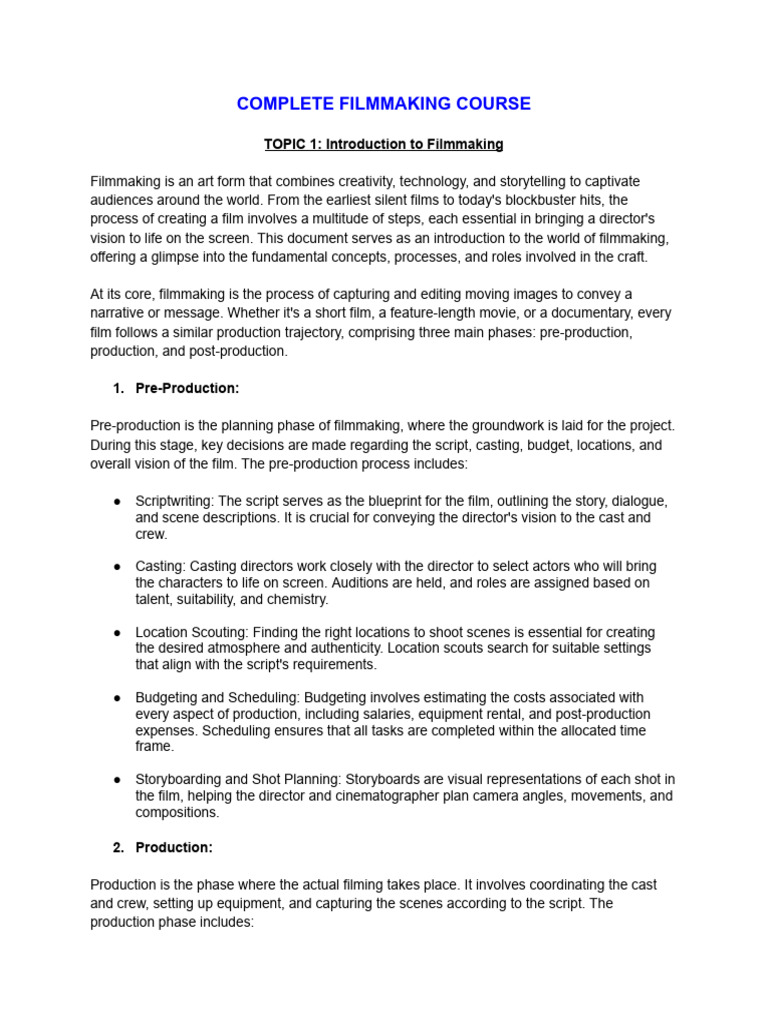 Complete Filmmaking Course 3 | PDF | Filmmaking | Film Director